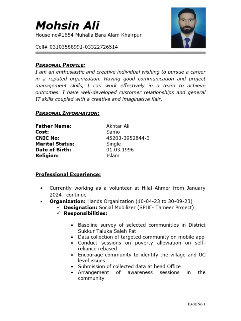 Mohsin Samo CV | PDF | Laboratories
