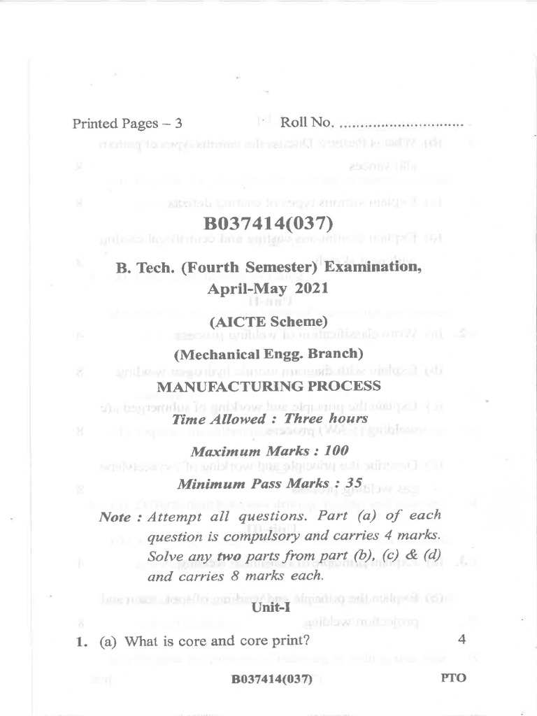 2021-Apr-May Manufacturing Process (AICTE) | PDF