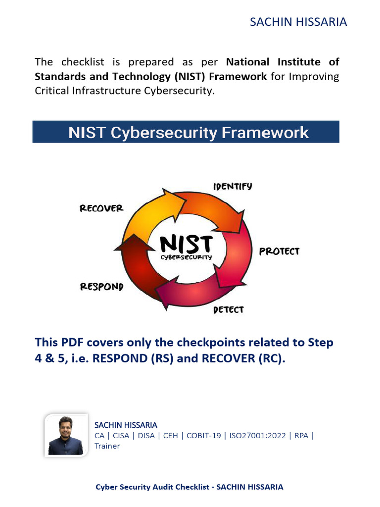 NIST Cybersecurity Checklist PDF | PDF | Computer Security | Security