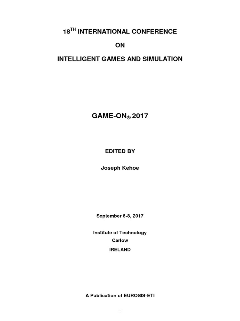 18th International Conference On Intelligent Games and Simulation | PDF