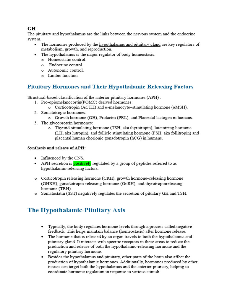 Pituitary Hormones and Their Hypothalamic-Releasing Factors | PDF ...