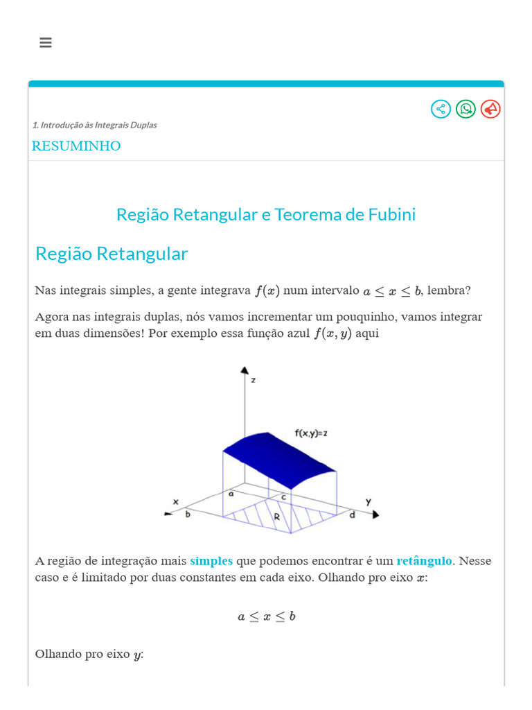 Integrais Duplas e Teorema de Fubini | PDF