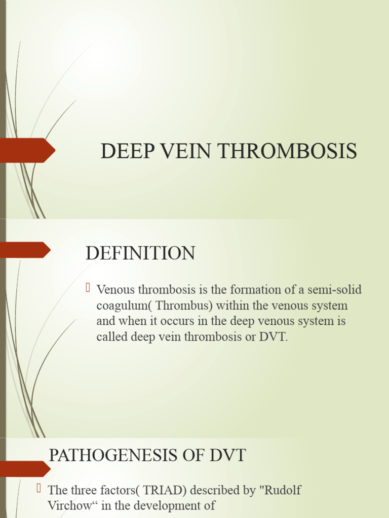 Deep Vein Thrombosis | PDF | Thrombosis | Vein