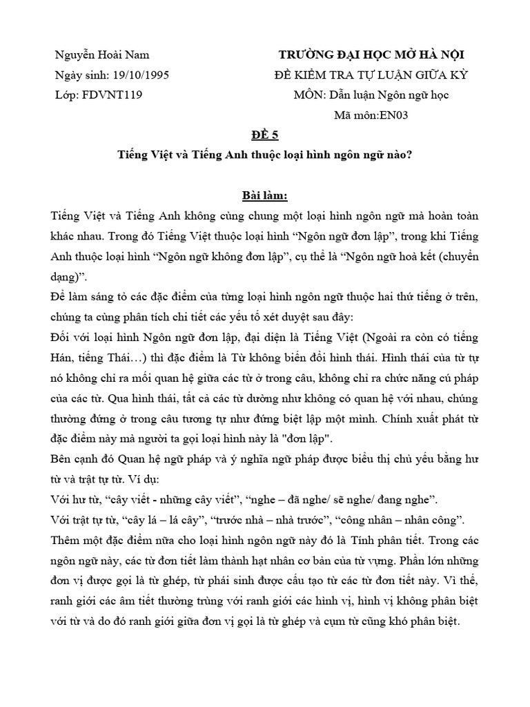 BTTL - Dẫn luận Ngôn ngữ học | PDF