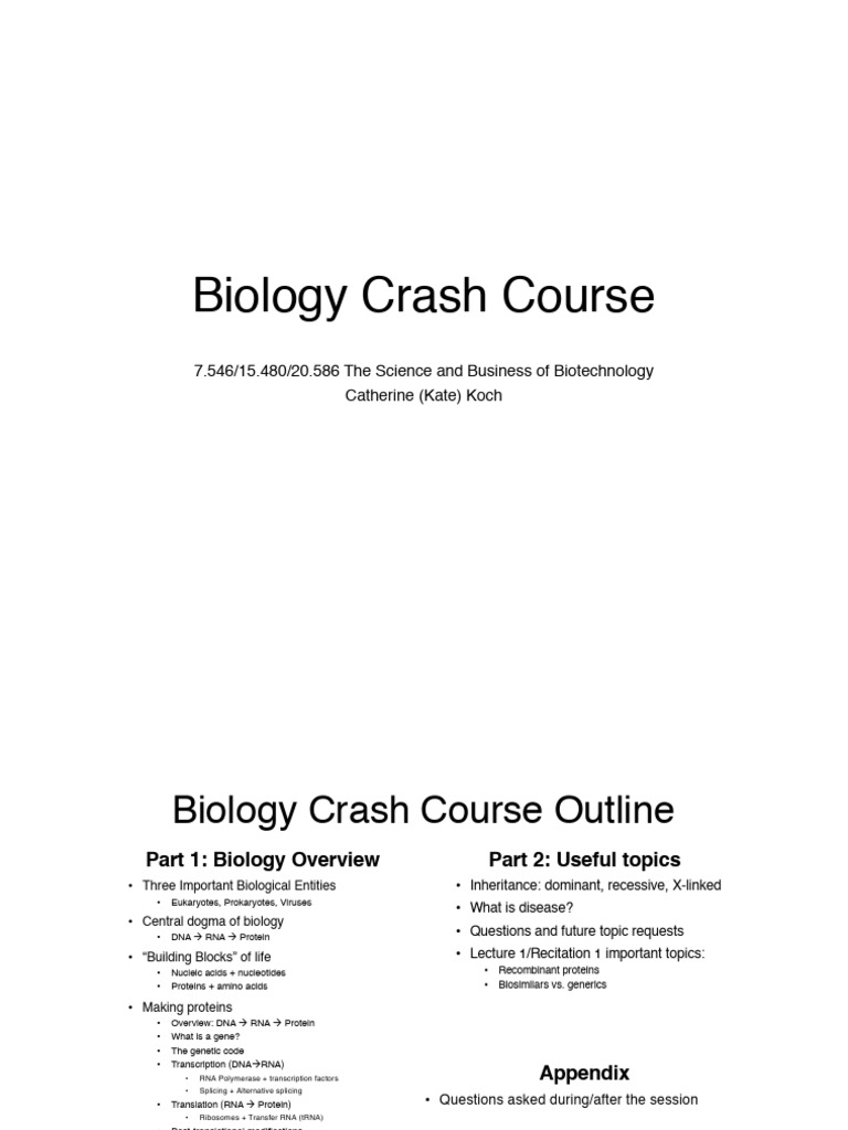 Biology Crash Course: DNA & Cells | PDF | Translation (Biology ...