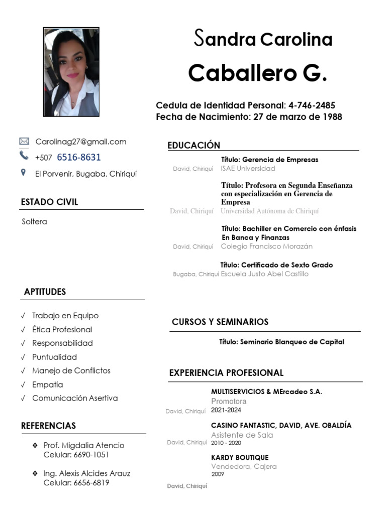 Curriculo Sandra Caballero | PDF