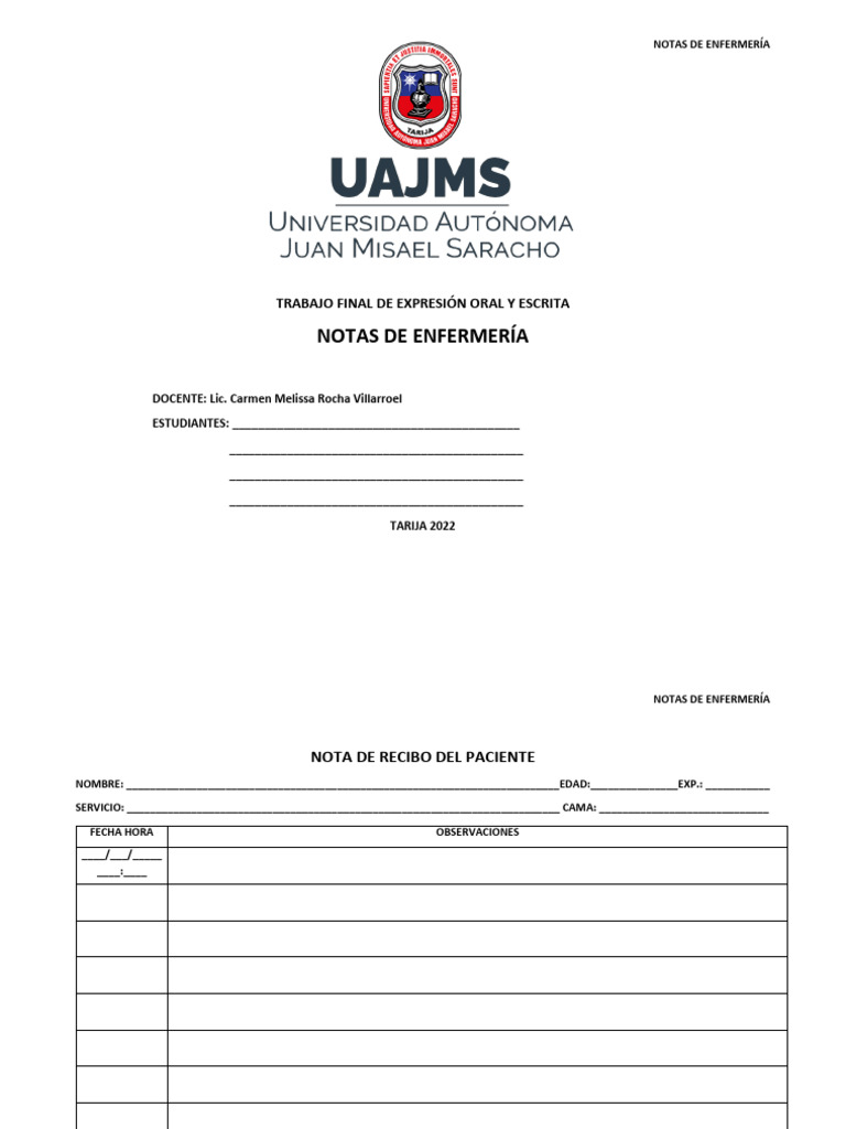 Notas de Enfermería | PDF | Cuidado de la salud | Medicina