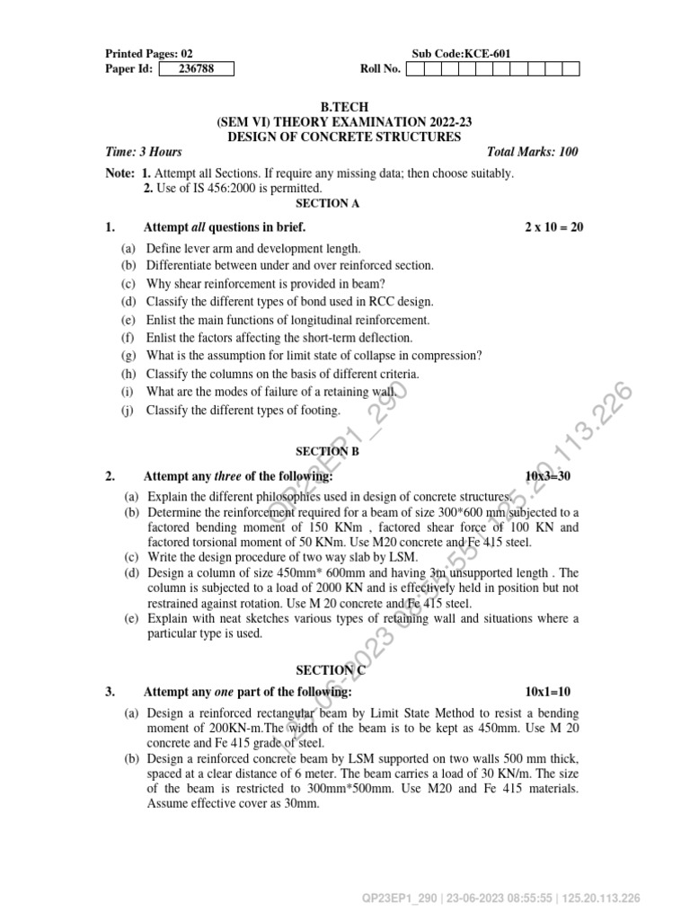 Design of Concrete Structures Kce 601 | PDF | Beam (Structure ...