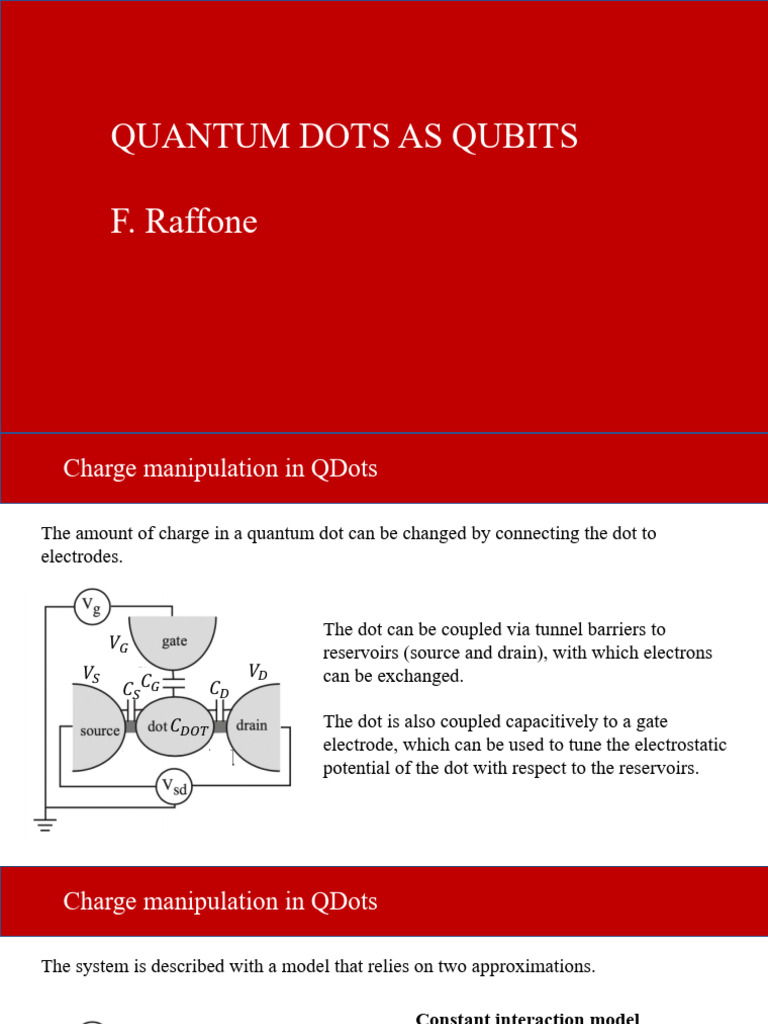 Quantum Dots As Qubits F. Raffone | PDF | Capacitance | Molecular Orbital