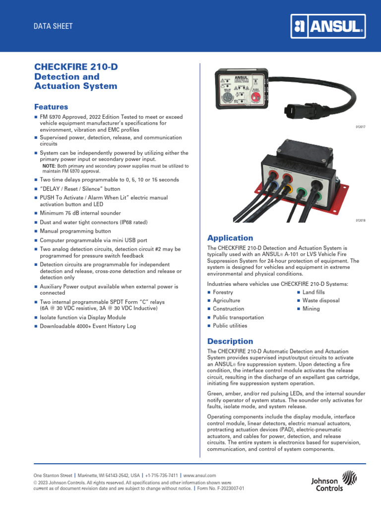 F-2023007-01 Ansul - Checkfire - 210-D | PDF | Relay | Actuator