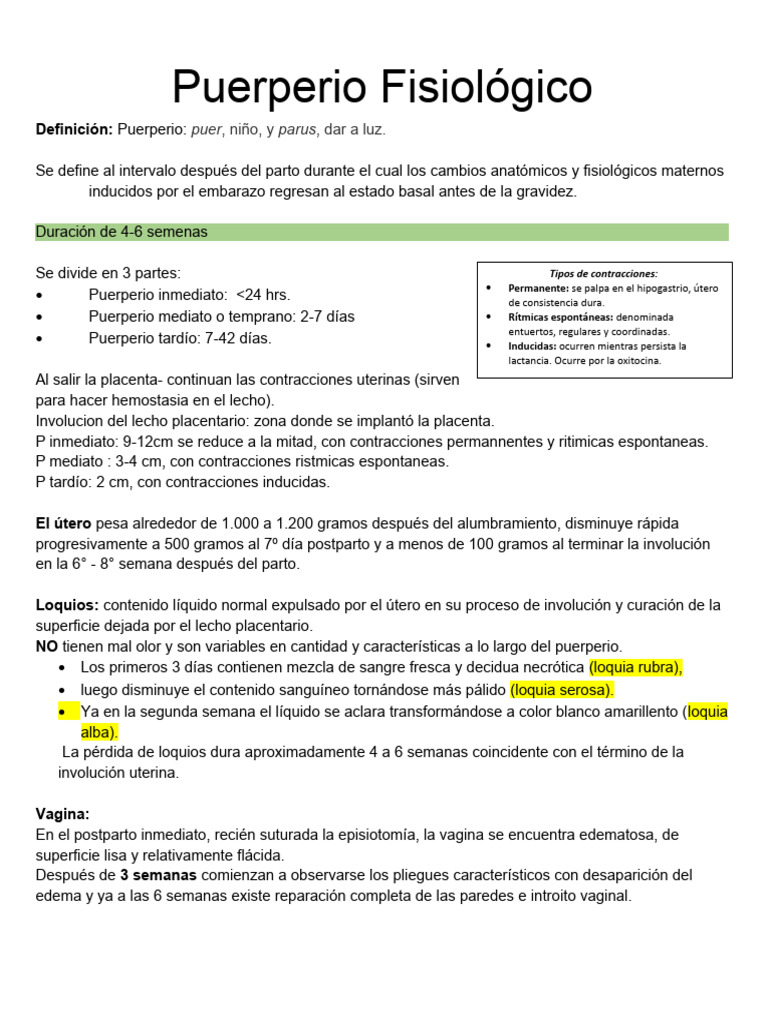 Puerperio Fisiológico Cambios Y Duración Pdf Medicina Mamíferos