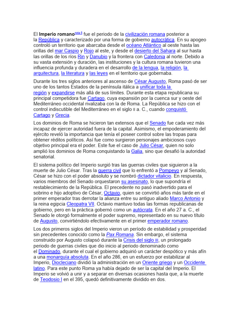 Imperio Romano | PDF | imperio Romano | Augusto