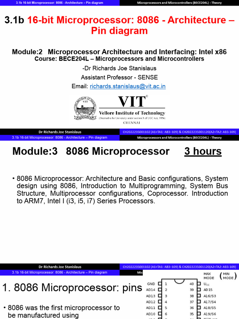MPMC - 3.1b 16 Bit Microprocessor - 8086 - PIN Diagram | PDF | Central Processing Unit ...