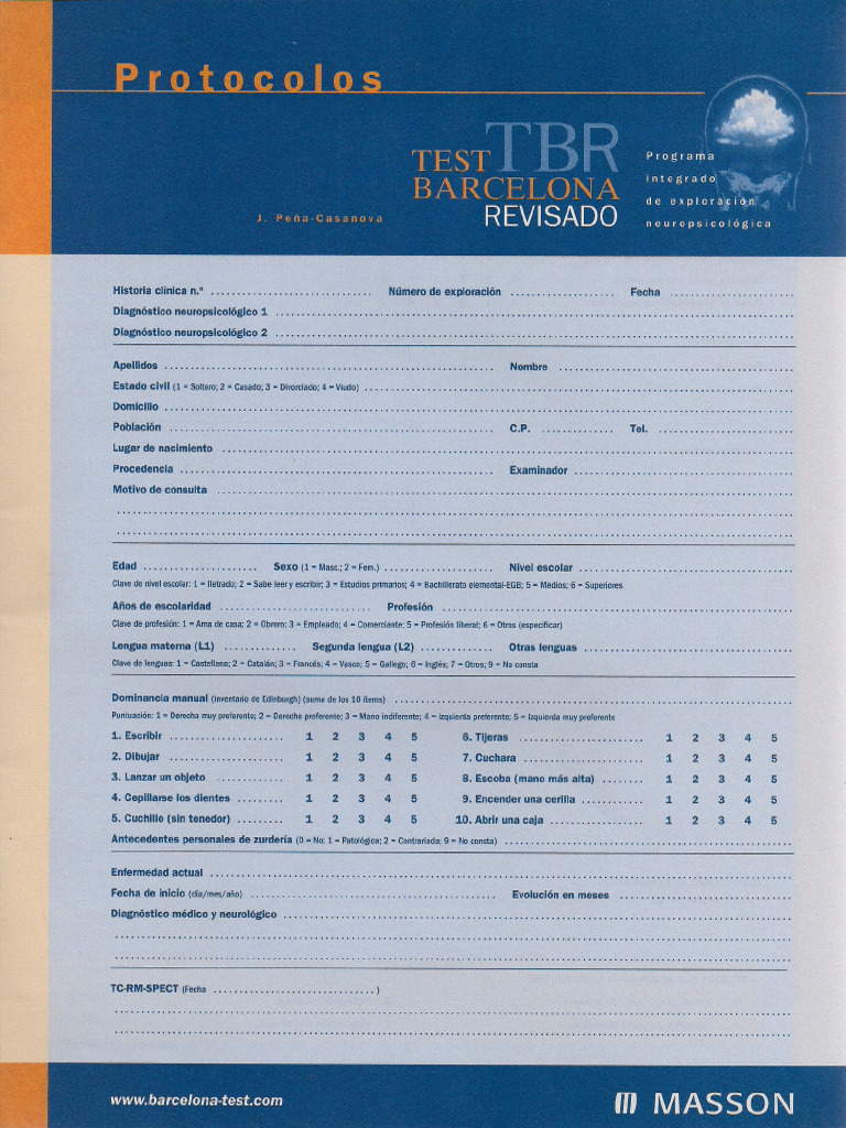 Protocolo - Test de Barcelona Revisado. - Unlocked | PDF
