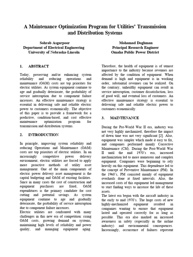 Maintenance Optimization Program | PDF | Reliability Engineering