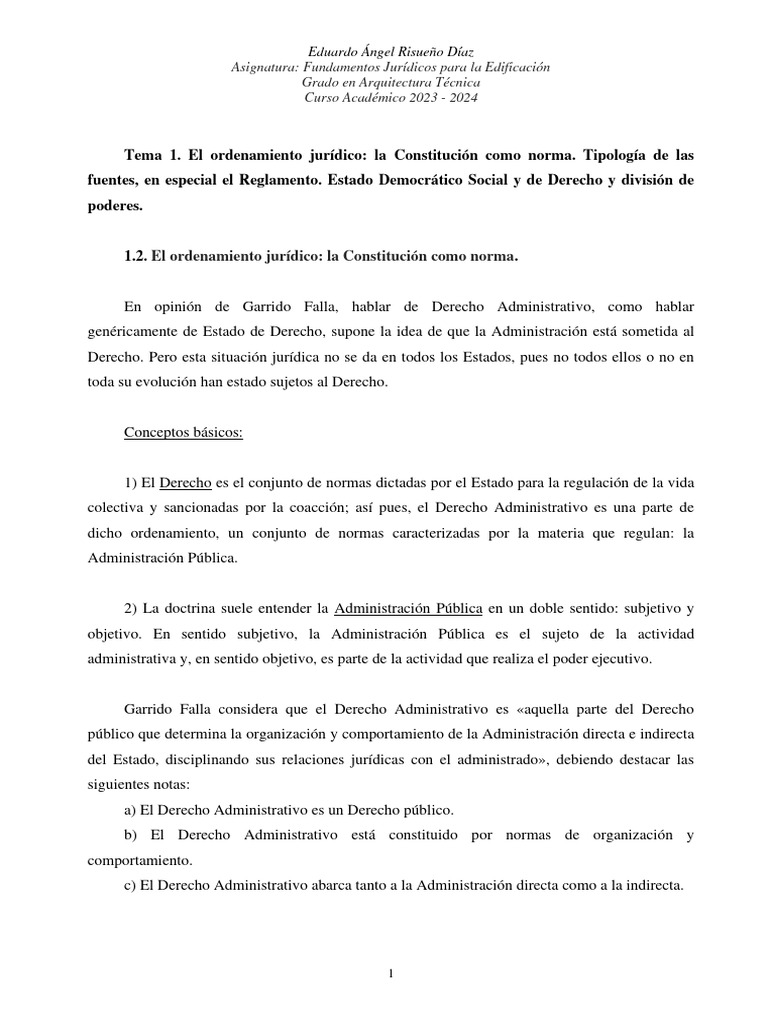Tema 1. Ordenamiento jurídico - administrativo. Estado Social y Democrático | PDF | Regulación ...