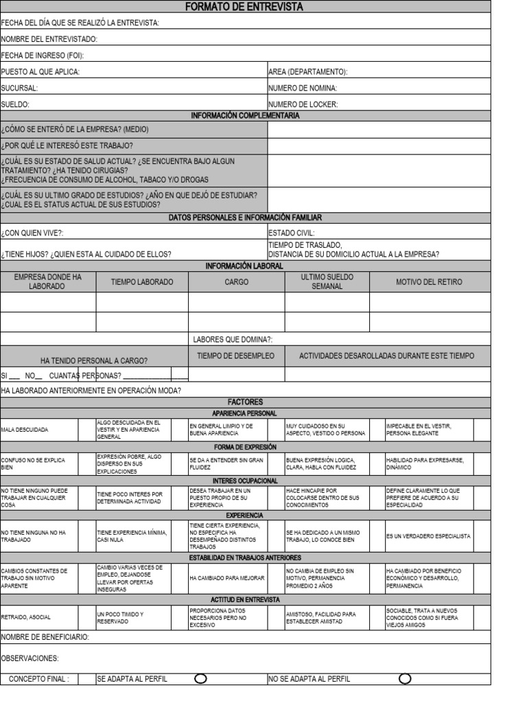 Formato Guia de Entrevista de Seleccion | PDF | Economias