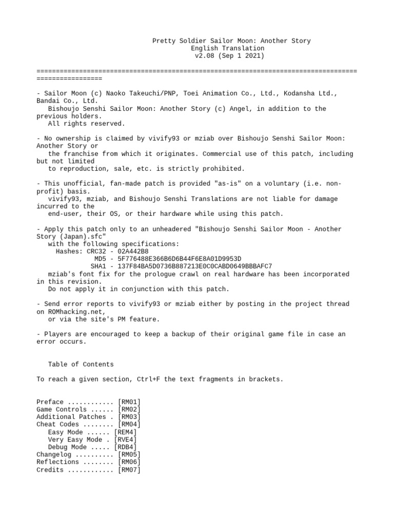 Sailor Moon Another Story English Version | PDF | Menu (Computing)
