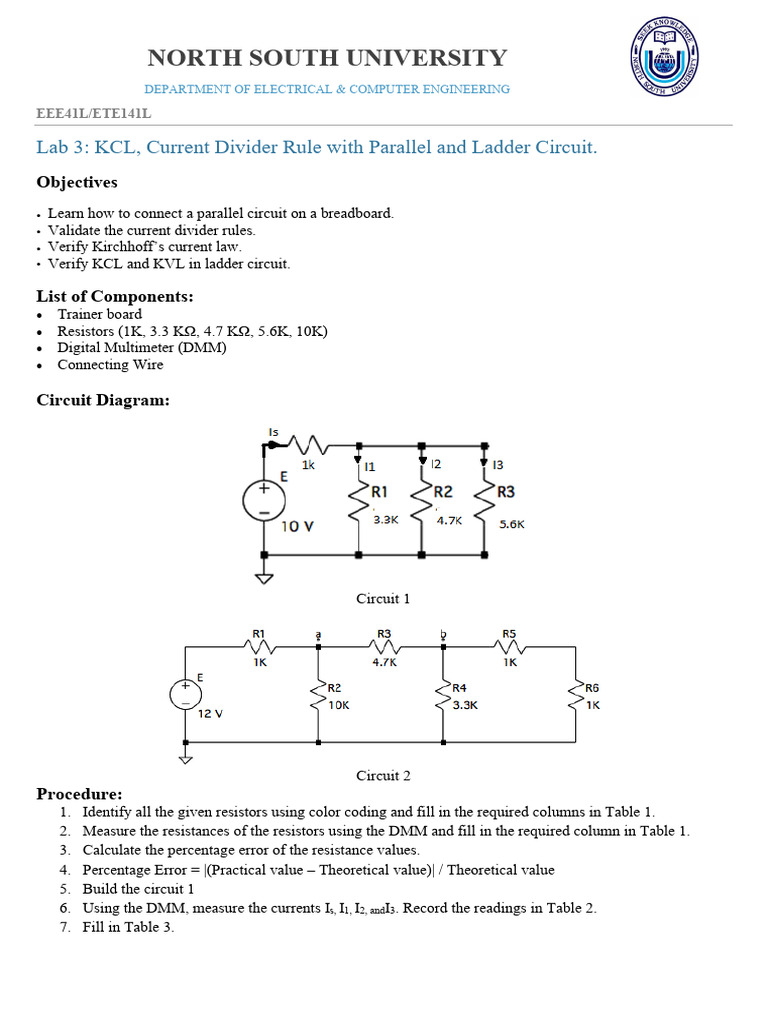 Lab 3 | PDF | Electrical Network | Resistor