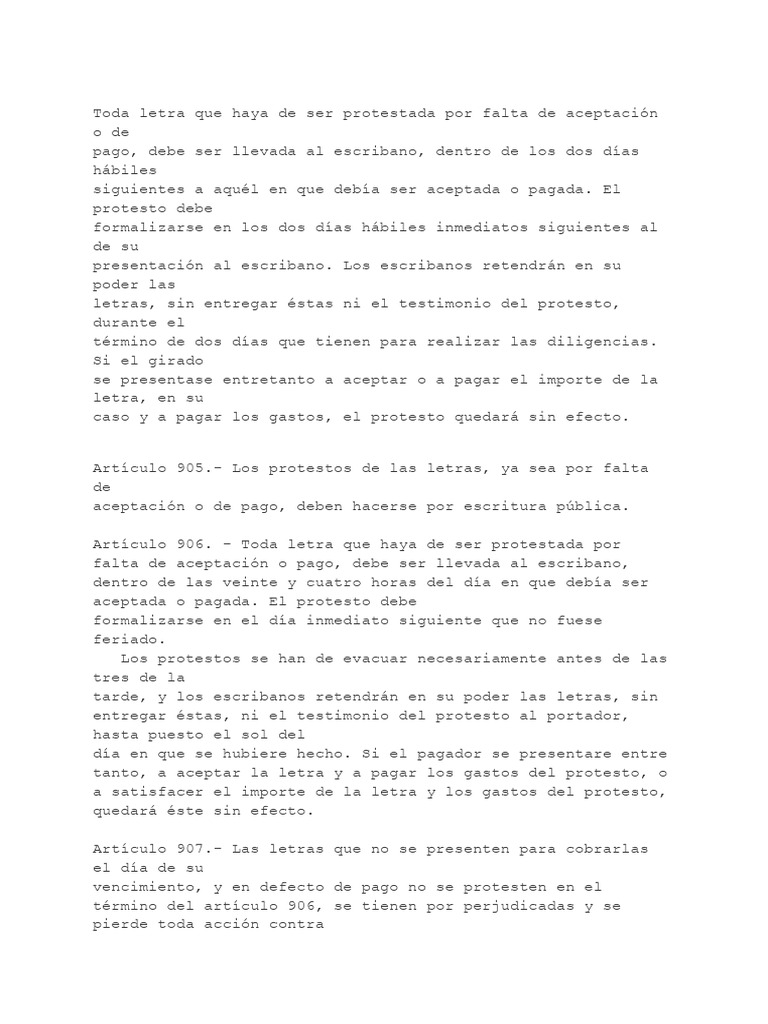 Protesto de Letra de Cambio: Procedimientos | PDF | Derecho