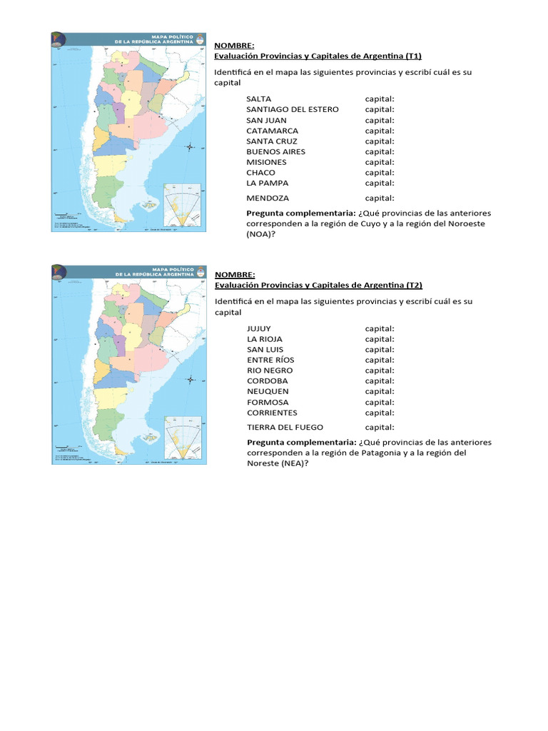 eval provincias y capitales | PDF