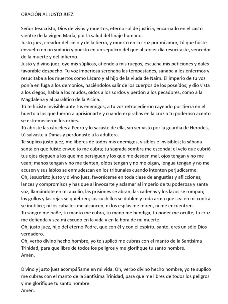 ORACIÓN AL JUSTO JUEZ | PDF | Oración | Creencia religiosa y doctrina