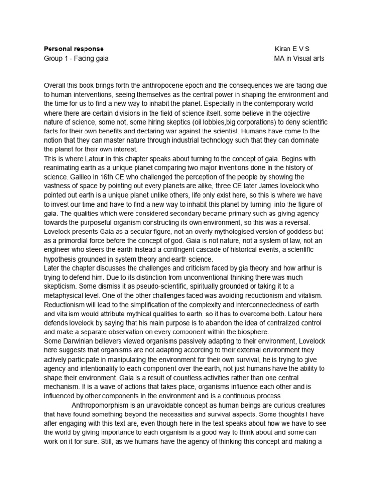 kiran-e-v-s-facing-gaia-group-1-pdf-science-gaia-hypothesis