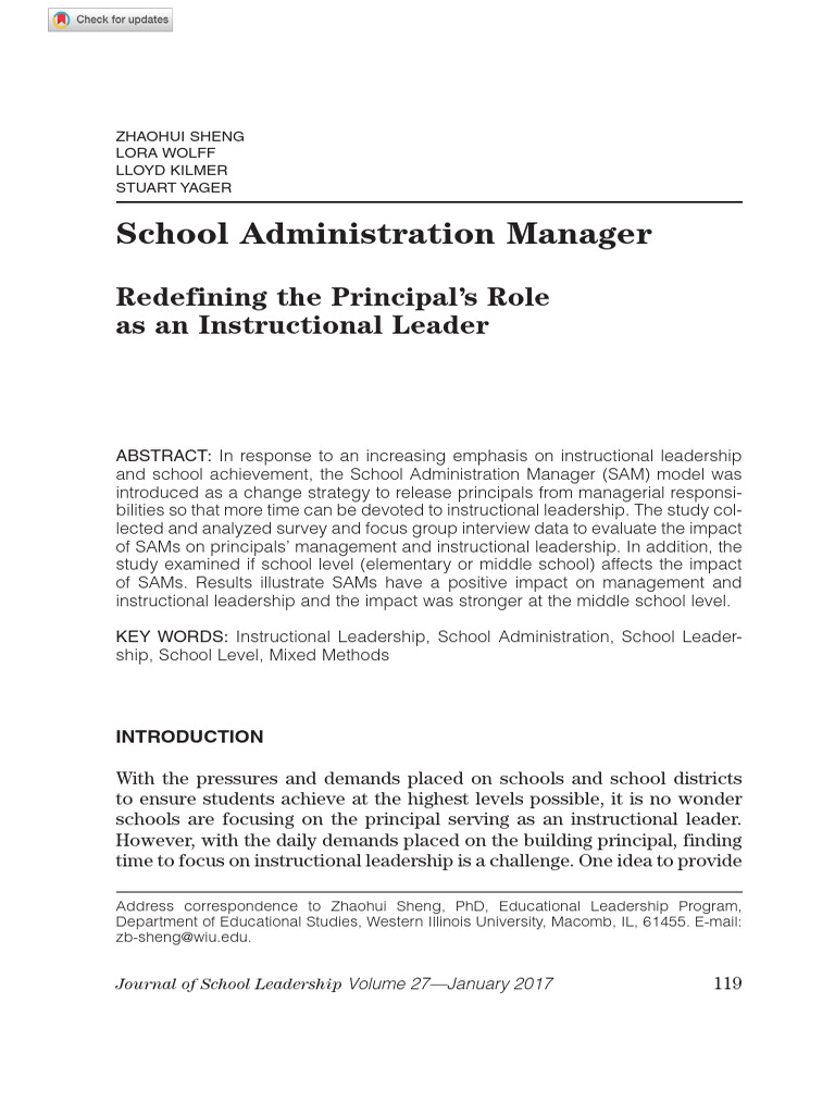 School Administration Manager: Redefining The Principal's Role As An ...