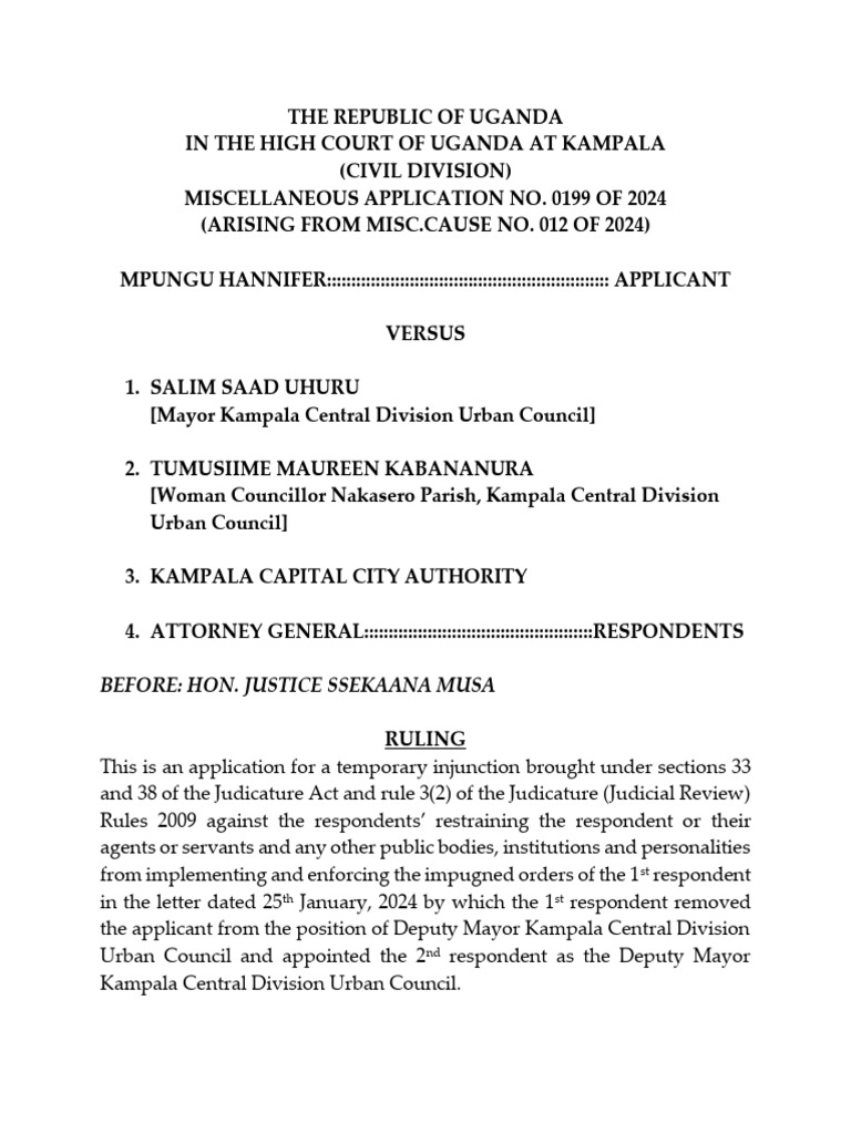 Injunction Application: Deputy Mayor Dispute | PDF | Injunction | Legal ...