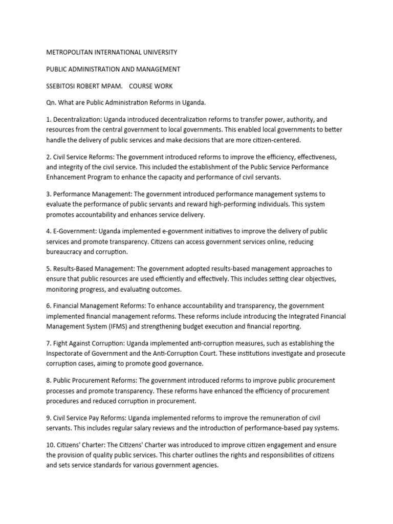 Public Administration Reforms | PDF | Accountability | Public ...