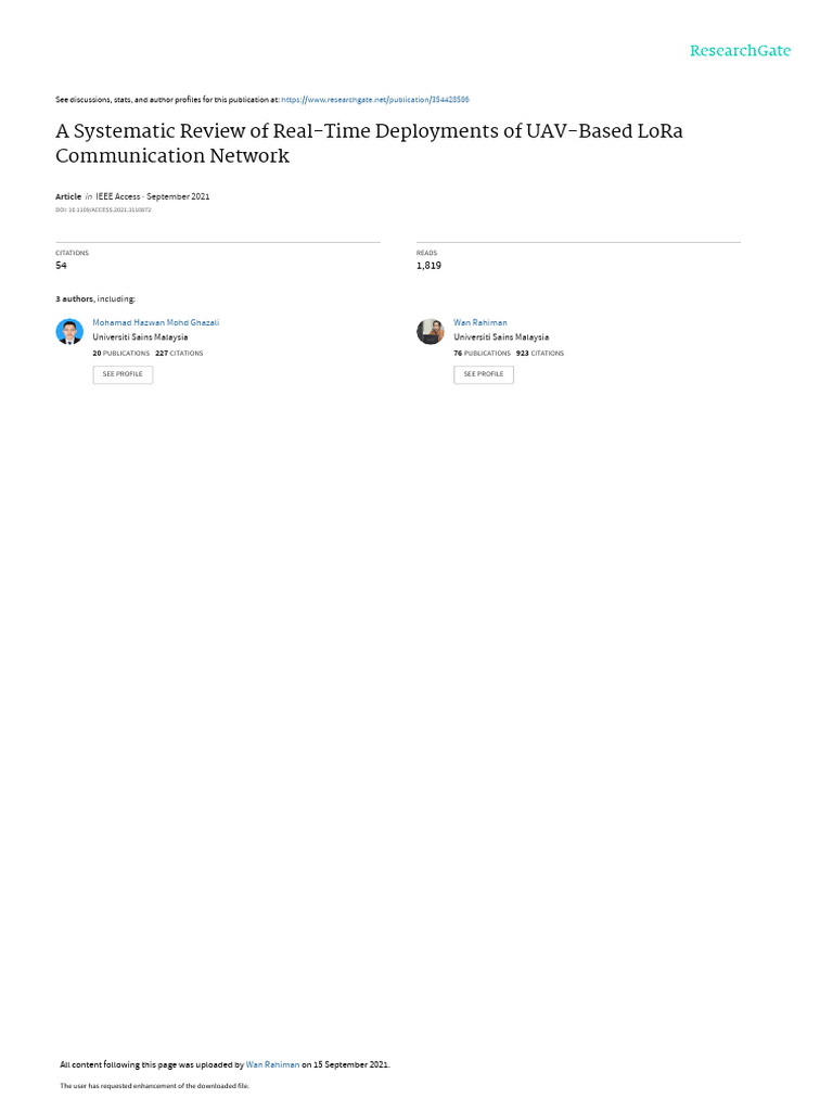 A Systematic Review of Real-Time Deployments of UAV-Based LoRa Communication Network-3 ...
