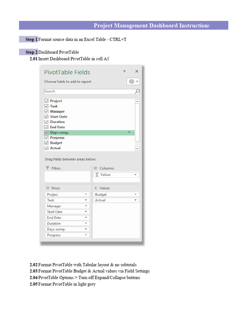 Project Management Dashboard 1 | PDF | Microsoft Excel | Incremental Computing