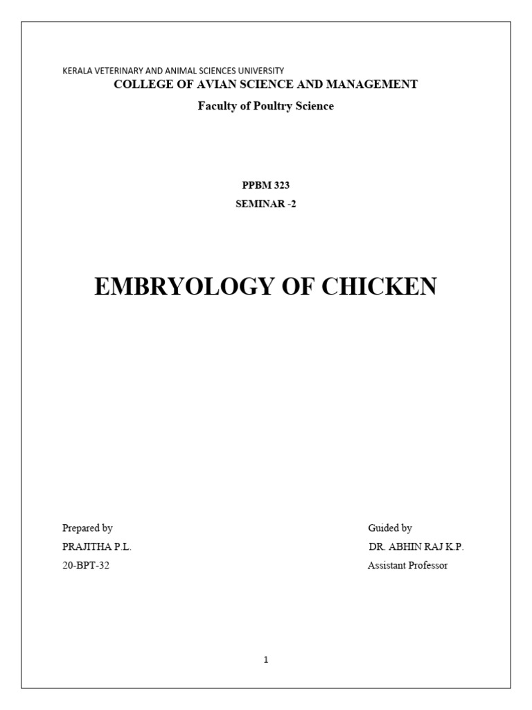 Embryology of Chicken PPT (1) Final | PDF | Yolk | Fertilisation