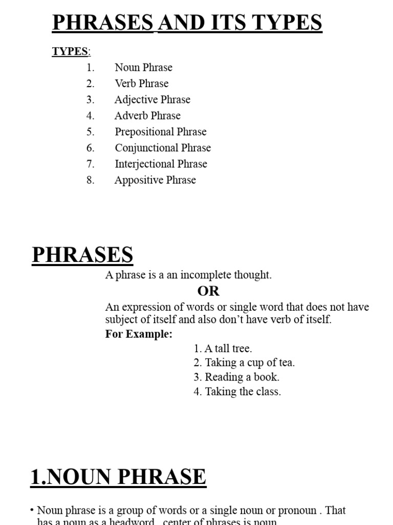 phrases and its types | PDF | Verb | Adverb
