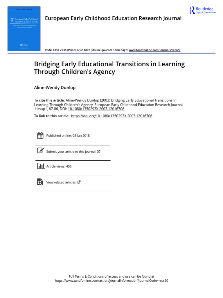 Bridging Early Educational Transitions in Learning Through Children S ...