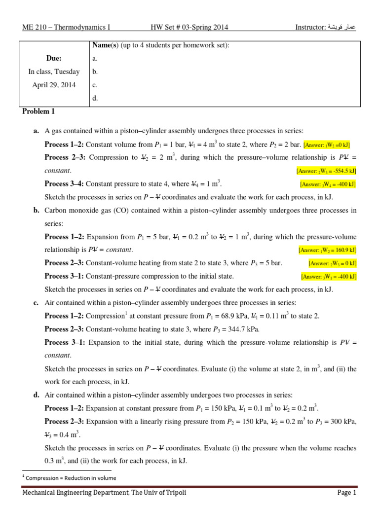 HW03 04 Ch04 05 | PDF | Heat | Piston