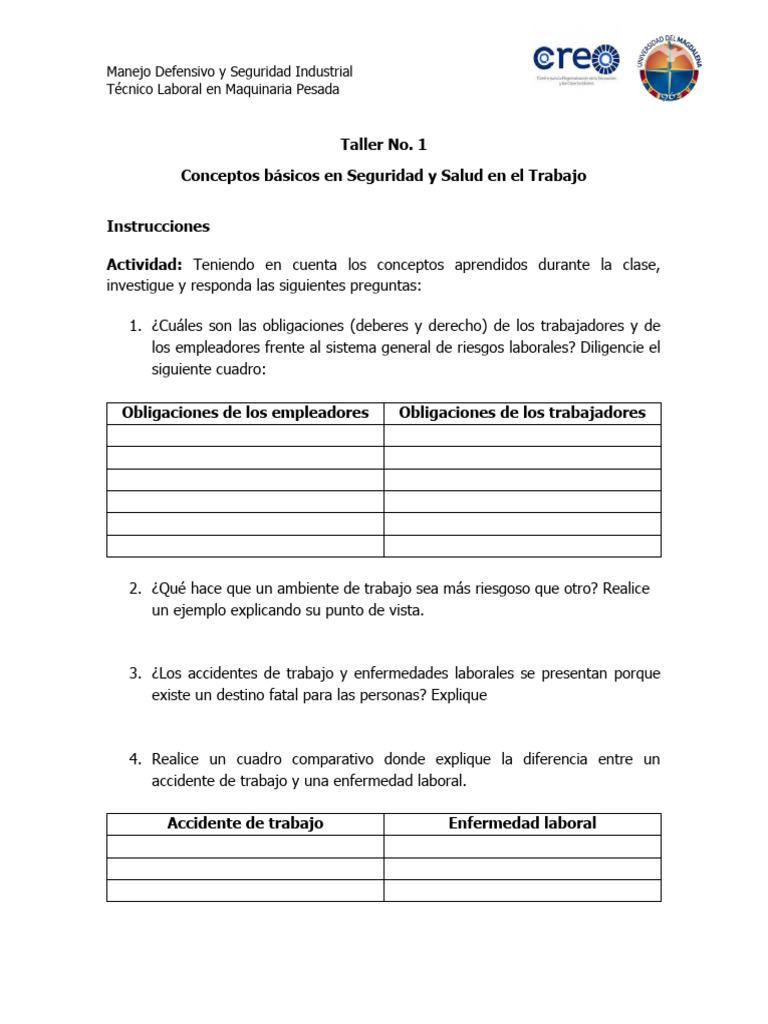 Taller No 1. Conceptos Básicos en SST | PDF | Informática