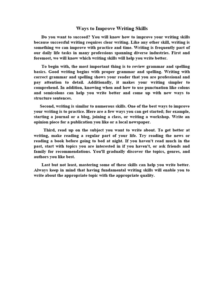 Ways To Improve Writing Skills | PDF