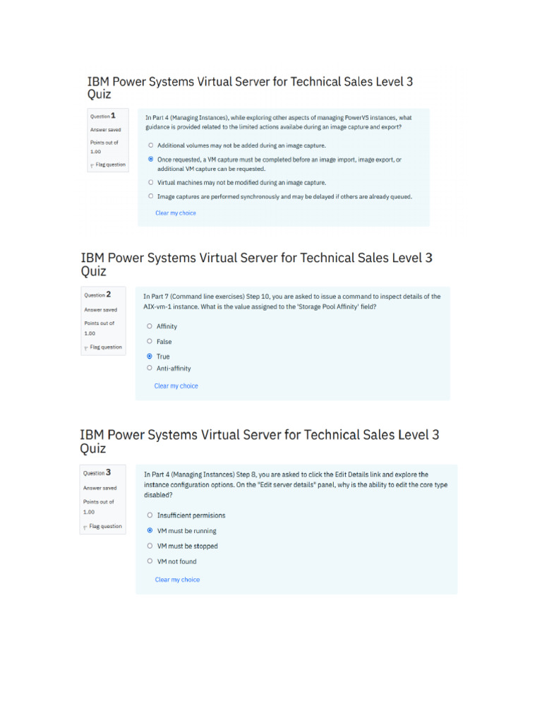 IBM Power Systems Virtual Server For Technical Sales Level 3 Quiz | PDF