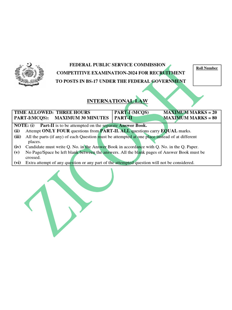 International Law Exam 2024 Guidelines | PDF | International Law ...