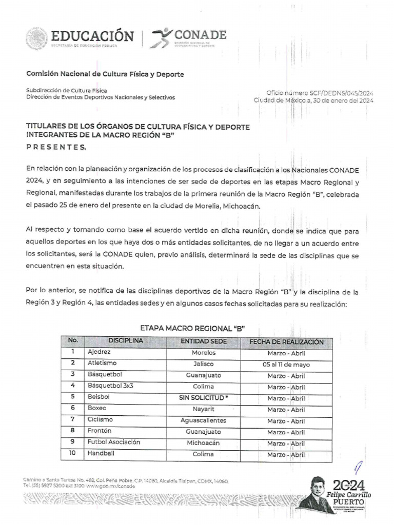 Macro B - Comunicado Sedes | PDF