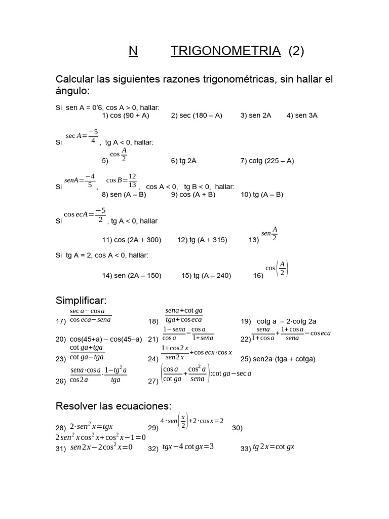 Mat-Fich5-Trigonometría (2) - 1ºbach BioTec | PDF