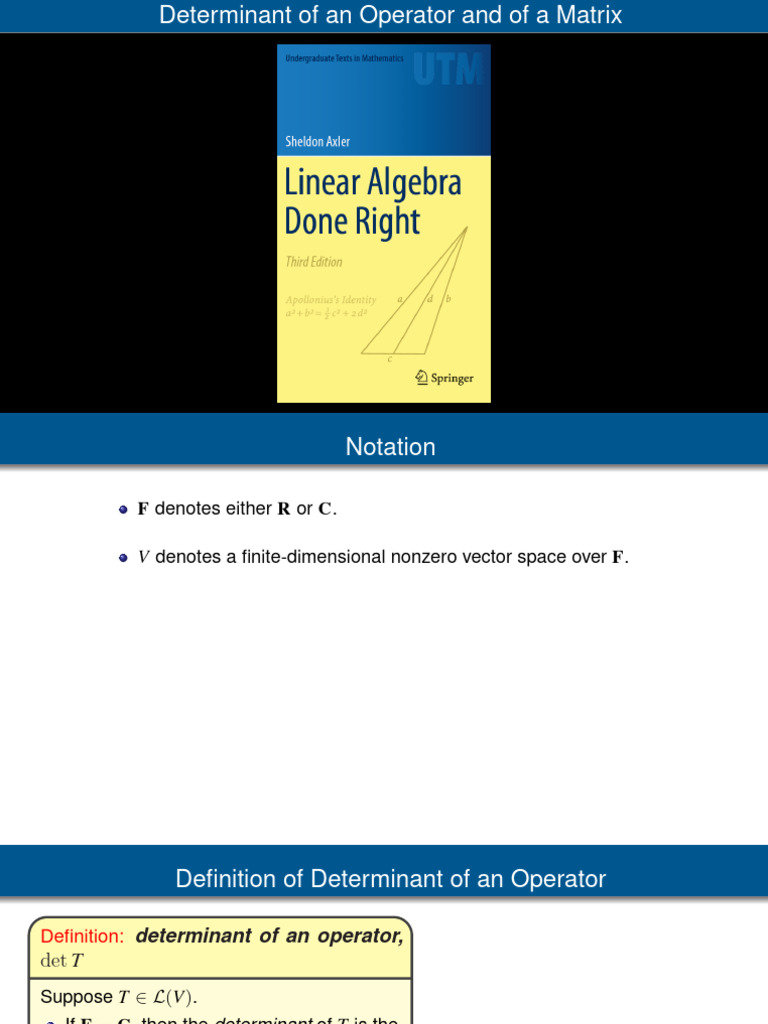 Determinant Operator Matrix | Download Free PDF | Determinant | Eigenvalues And Eigenvectors