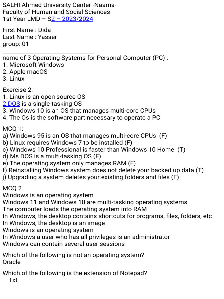Overview of Operating Systems for PCs | PDF | Computers