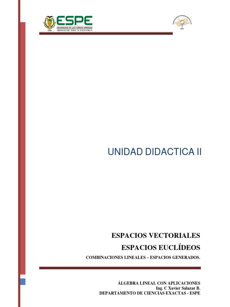 Combinaciones Lineales En álgebra Lineal Pdf Espacio Vectorial