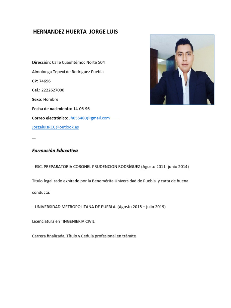 Curriculum Vitae Original 1 | PDF | Crecimiento personal y profesional