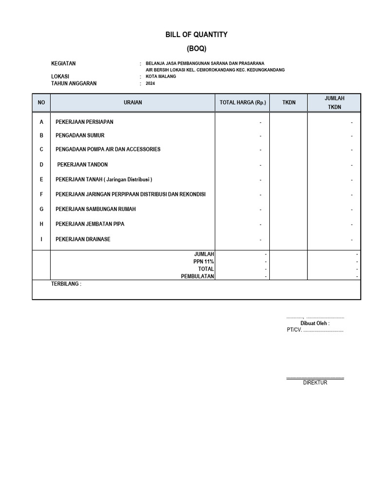 1 RAB DED Hippam cemorokandangTKDN Rev.3 BOQ 1 Ook | PDF