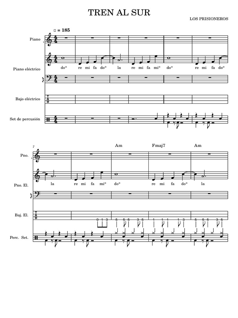 Tren Al Sur Guitarra Teclado o Piano Bajo y Bateria | Descargar gratis ...