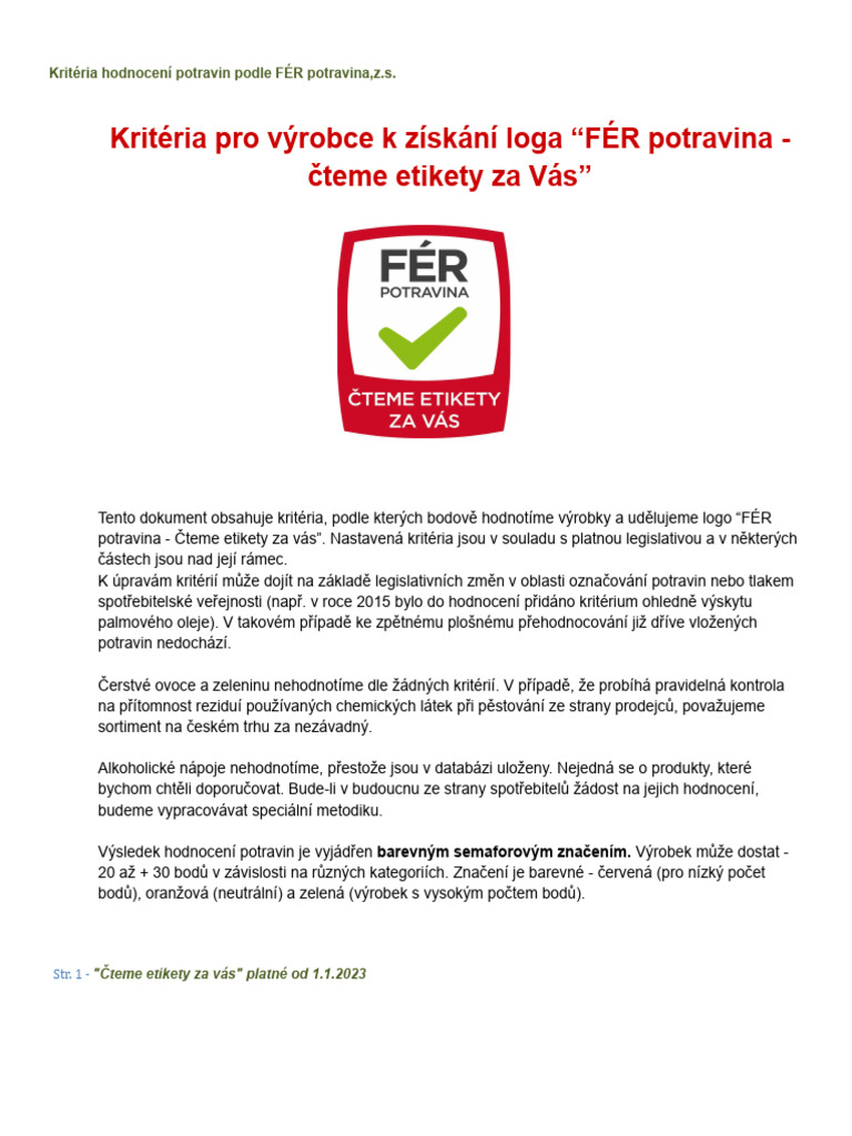 Ferpotravina Logo Criteria | PDF