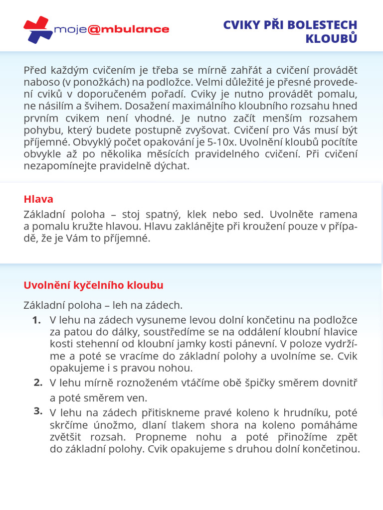 Cviky Pri Bolestech Kloubu | PDF